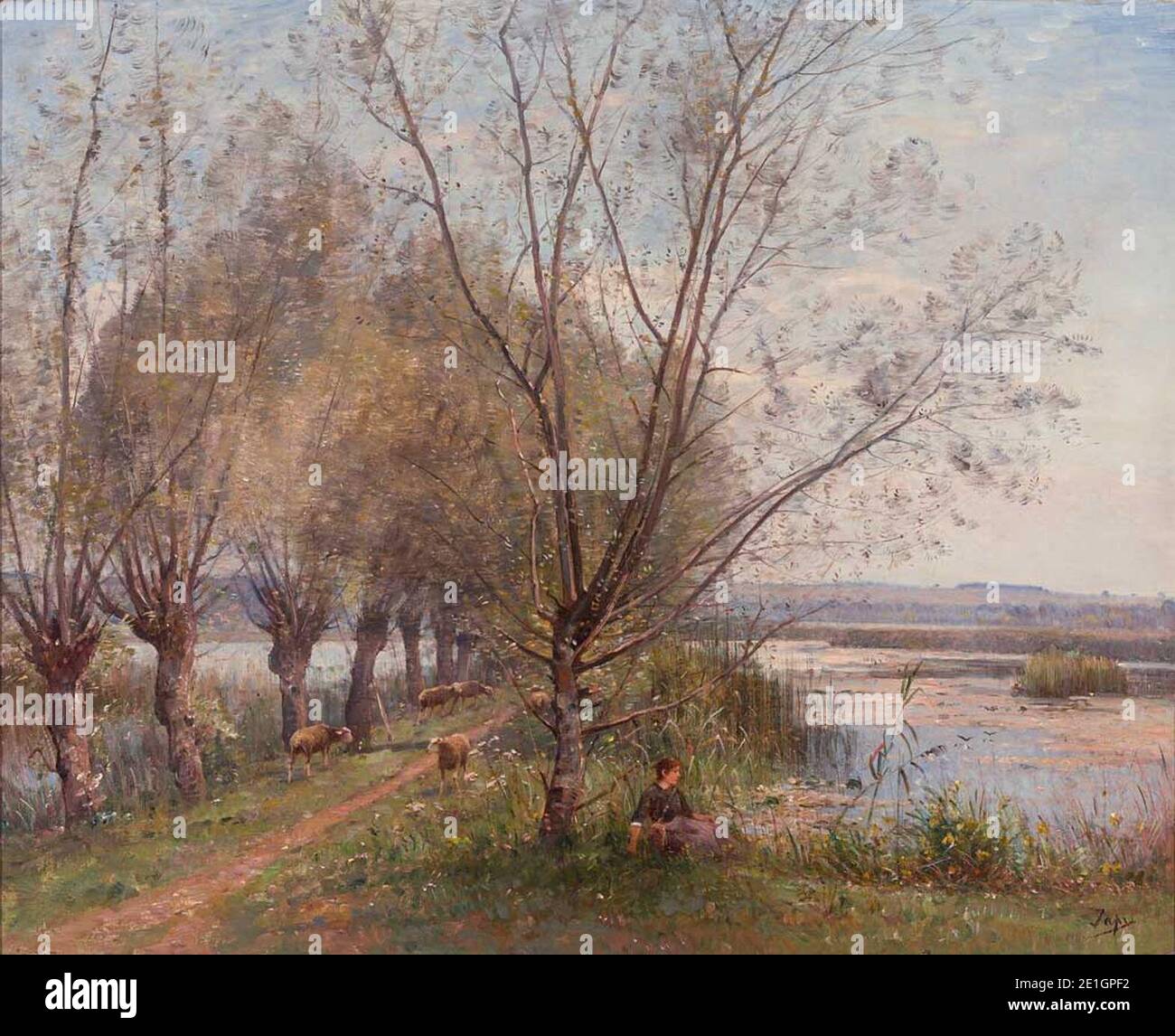 Louis Aimé Japy Teichlandschaft im Frühling Stock Photo - Alamy