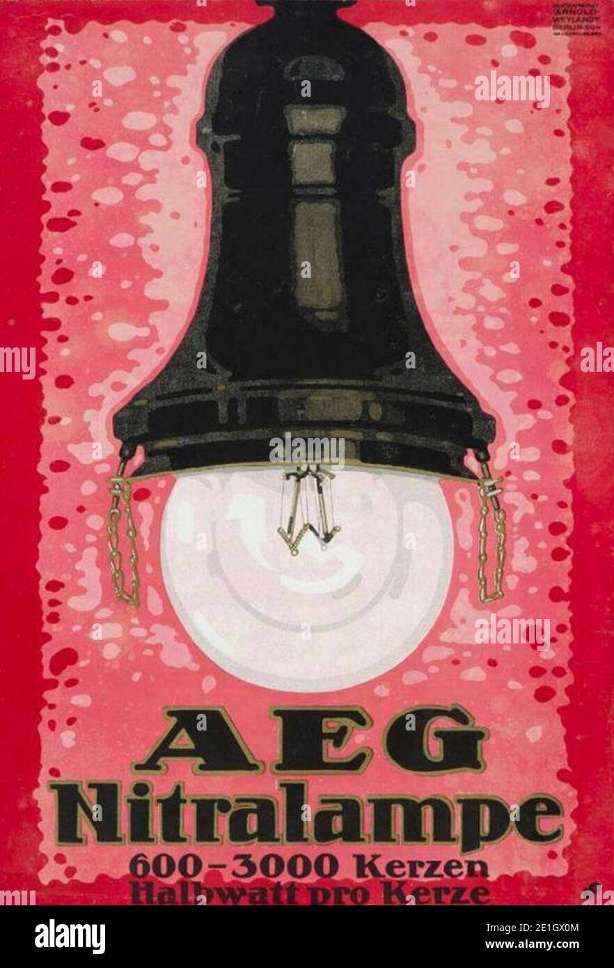 Louis Oppenheim, AEG Nitralampe 600-3000 Kerzen Halbwatt pro Kerze ...