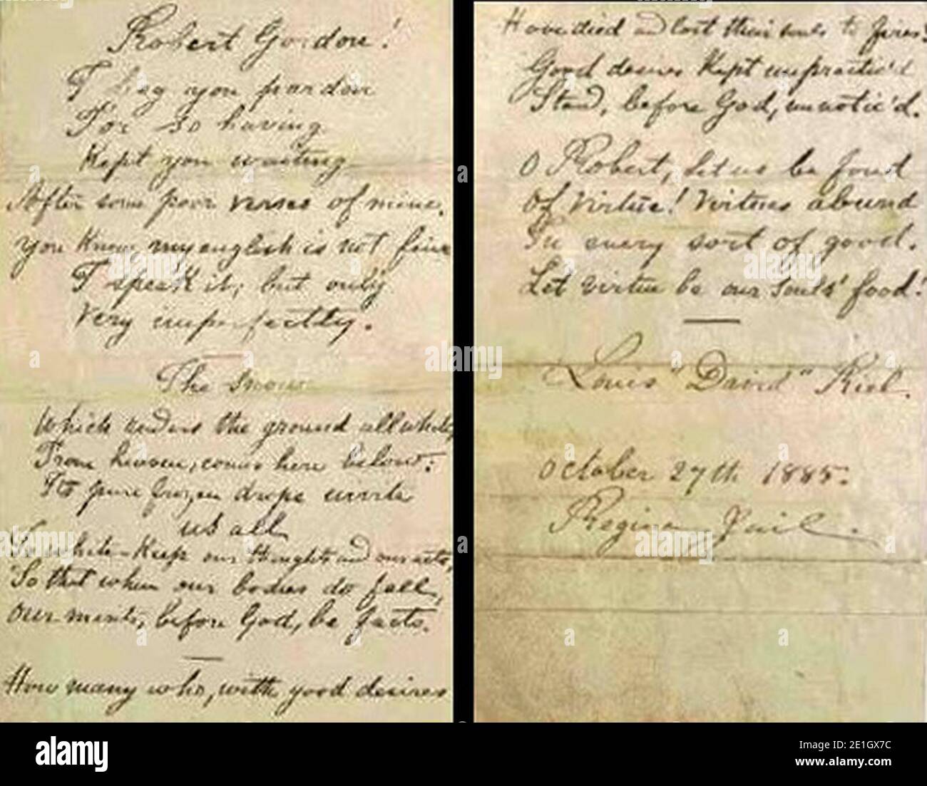 Louis Riel poem manuscript Stock Photo - Alamy