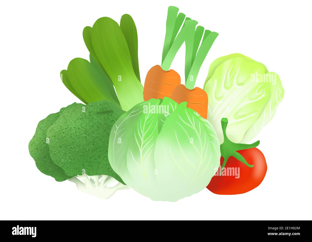 Illustration group of vegetables on white background Stock Photo - Alamy