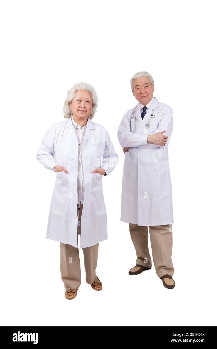 Standing portraits of two elderly senior doctors high quality photo ...