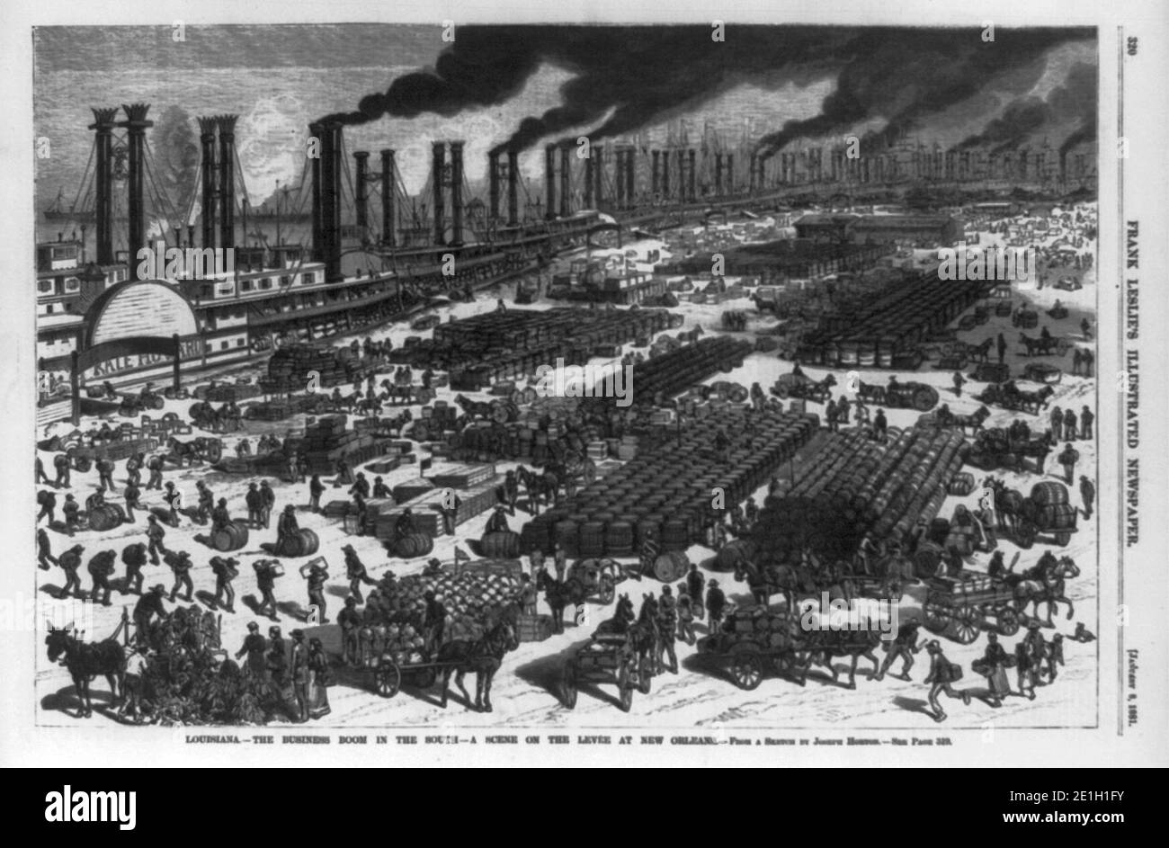 Louisiana - the business boom in the South - a scene on the levee at ...