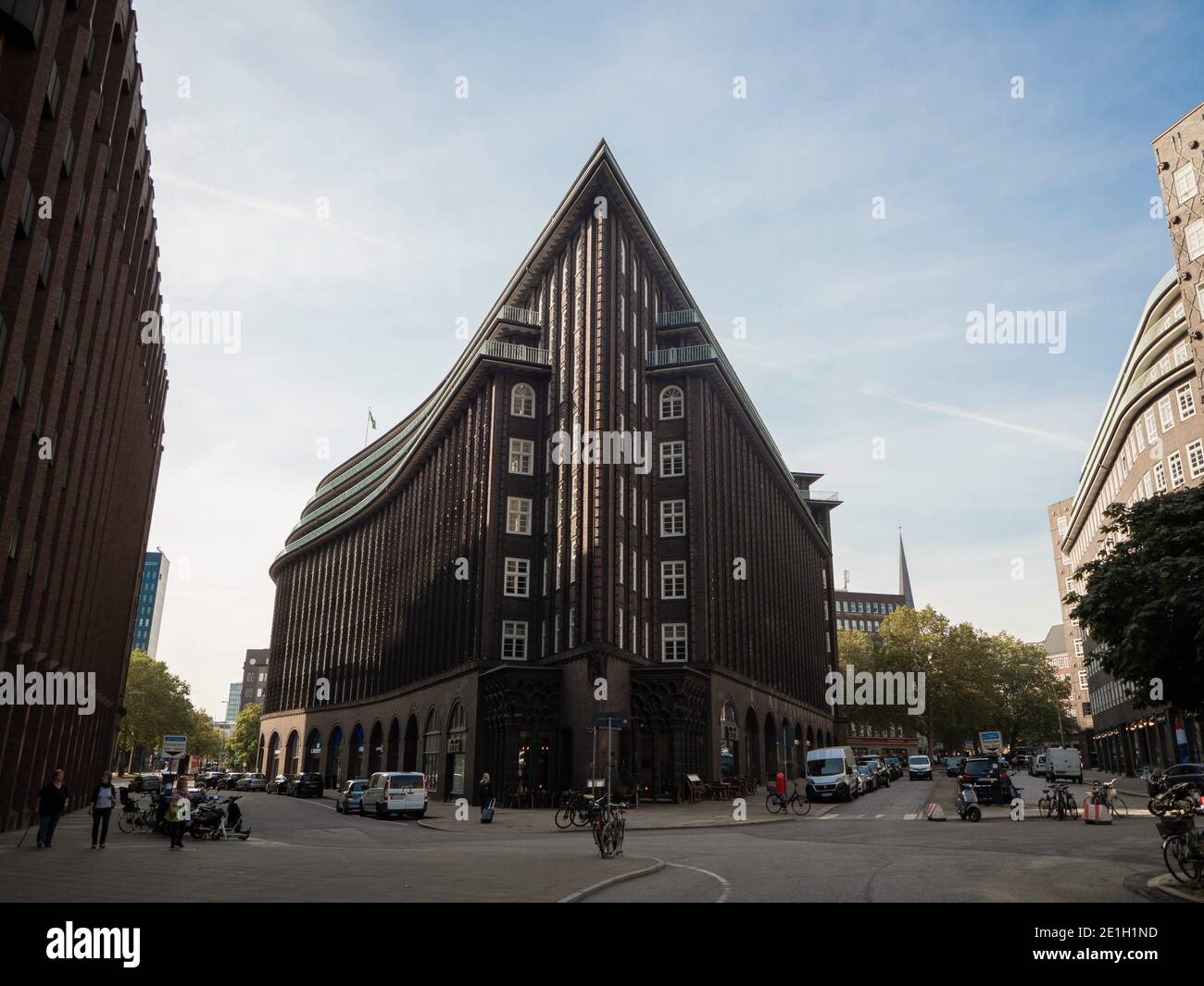Postcard panorama of Chilehaus Chile House brick expressionism ...