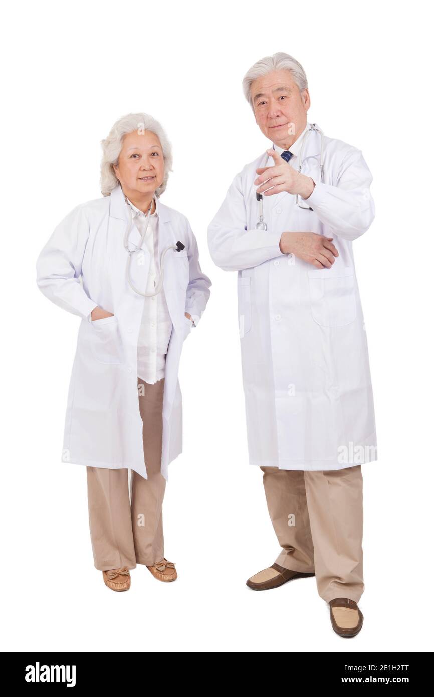 Standing portraits of two elderly senior doctors high quality photo ...