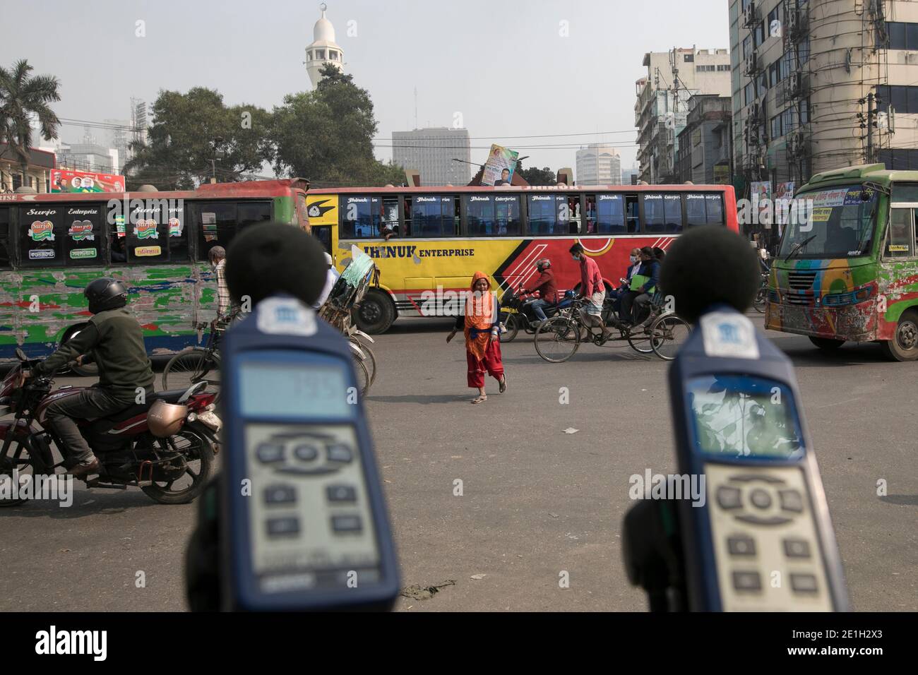 DHAKA, BANGLADESH - JANUARY 07: Sound level meter seen on street to ...