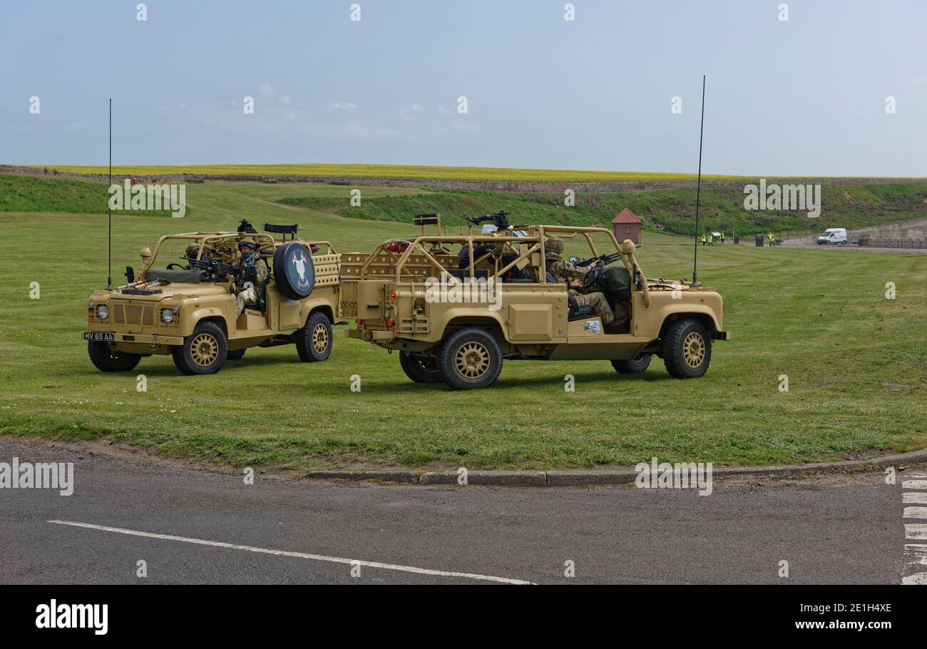 Two RWMIK Army Land Rovers of the Scottish Infantry Army Display Team ...
