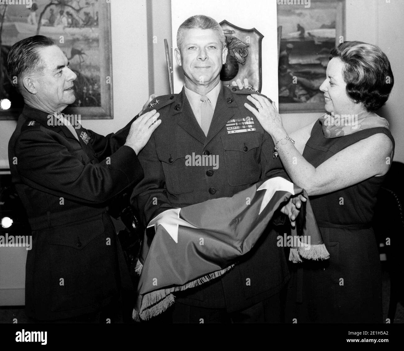 Lowell E. English promotion ceremony with Commandant Wallace M. Greene ...