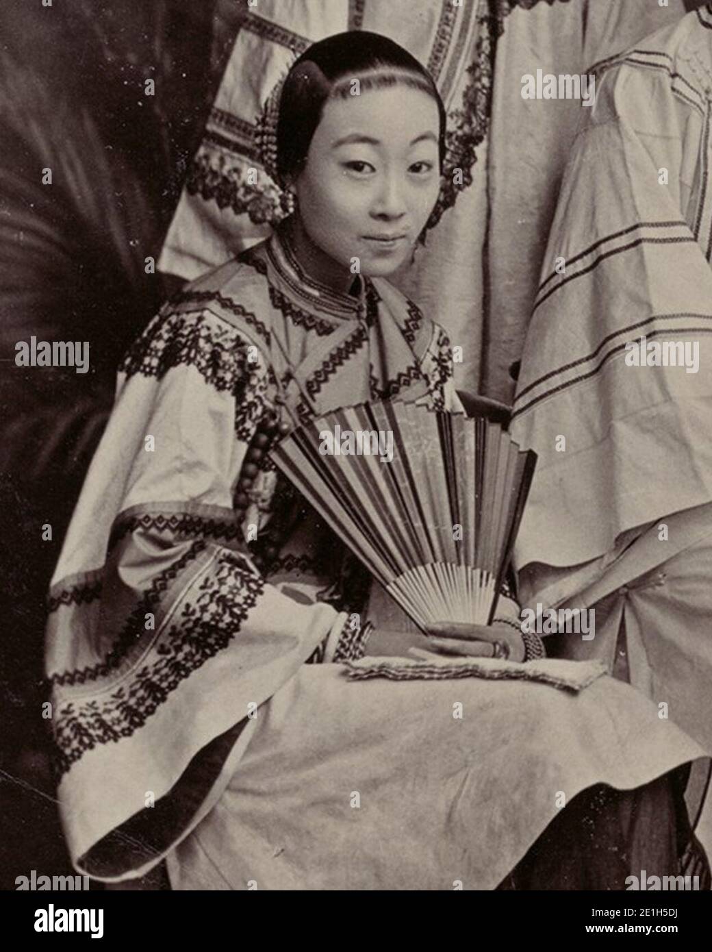 Lower left woman detail, from- Courtesans in Shanghai by Afong c1875-80 ...