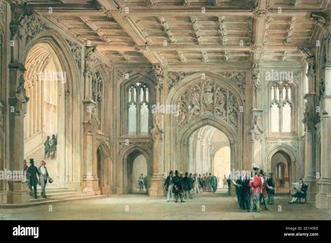 Lower Waiting Hall by Thomas Allom Stock Photo - Alamy