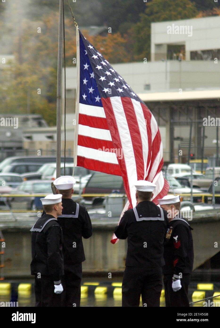 Lowering the National Ensign on USS Parche (SSN 683 Stock Photo - Alamy
