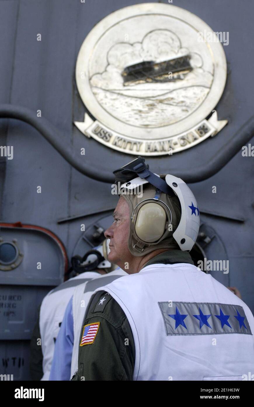 LSO's on USS Kitty Hawk Stock Photo - Alamy