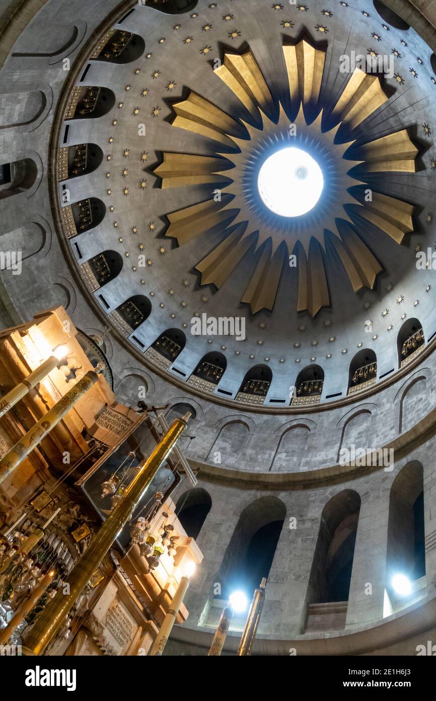 The ceiling over the Edicule, the shrine that tradition says houses the ...