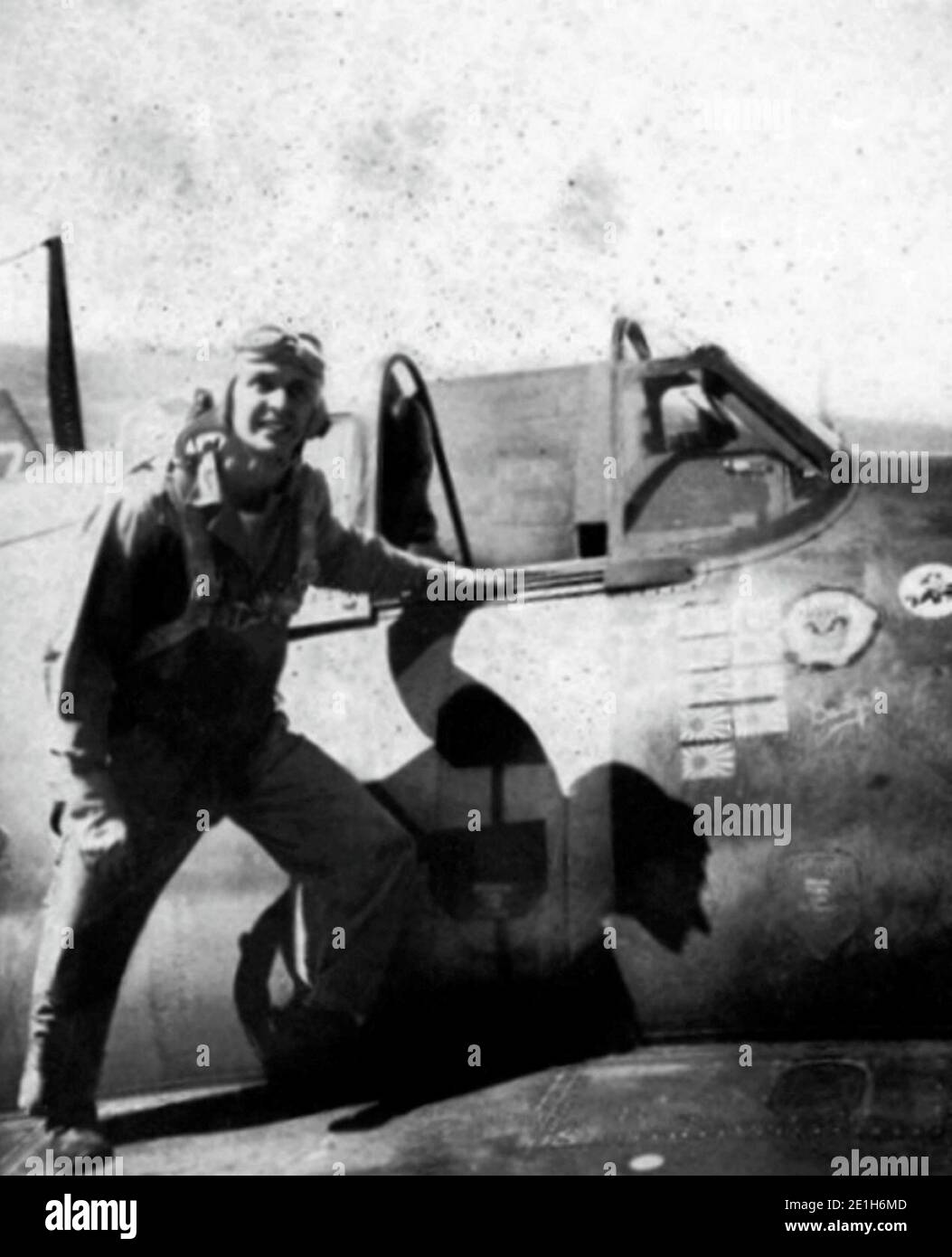 Lt. Alexander Vraciu, USN, aboard USS Intrepid (CV-11), in February ...
