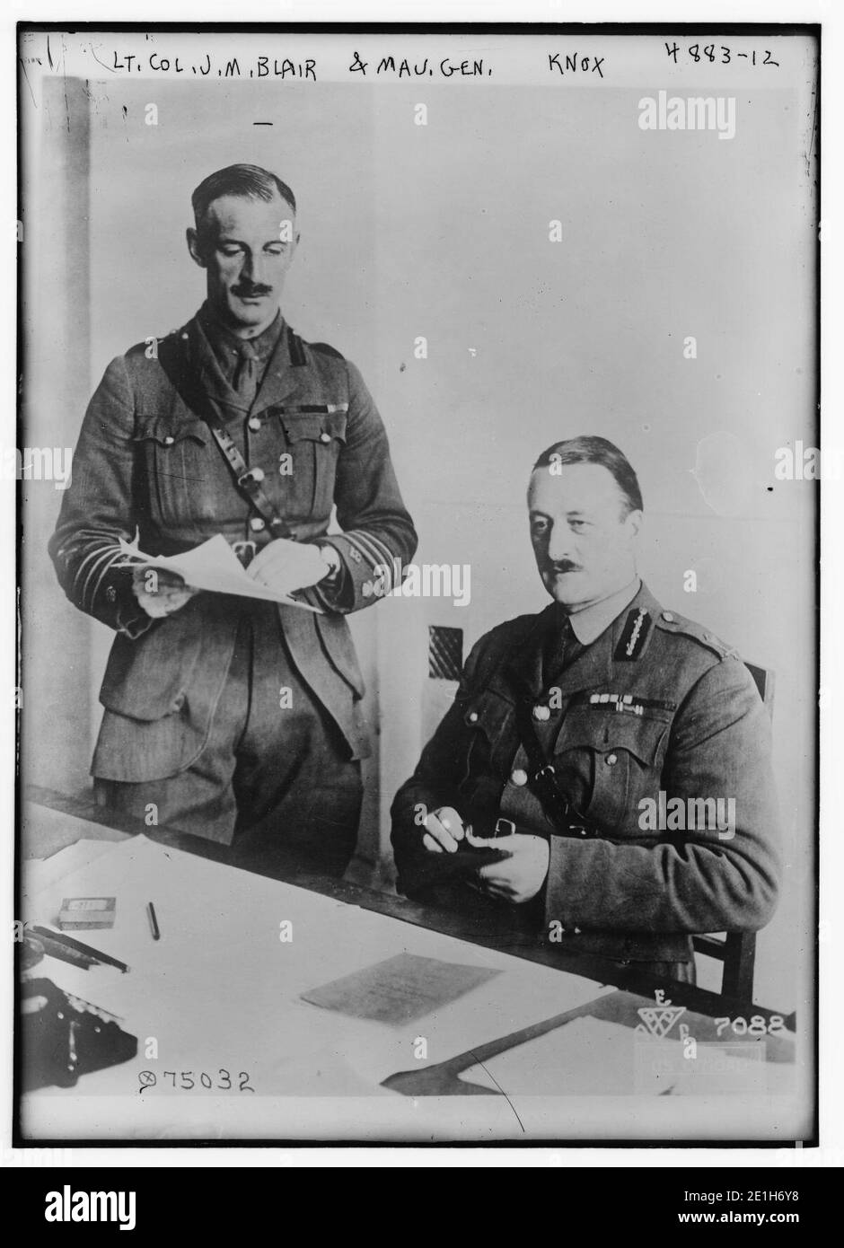 Lt. Col. J. M. Blair, Maj. Gen. Knox Stock Photo - Alamy