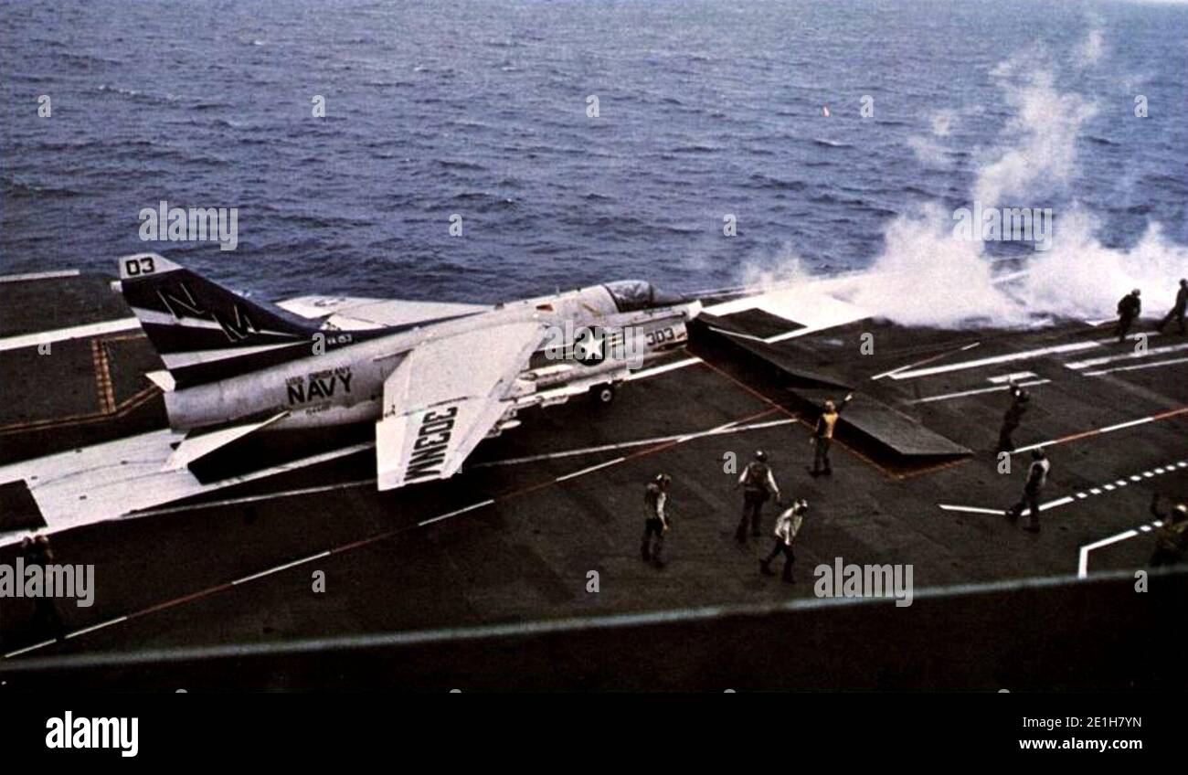 LTV A-7B Corsair II of VA-153 aboard USS Oriskany (CVA-34), circa in ...