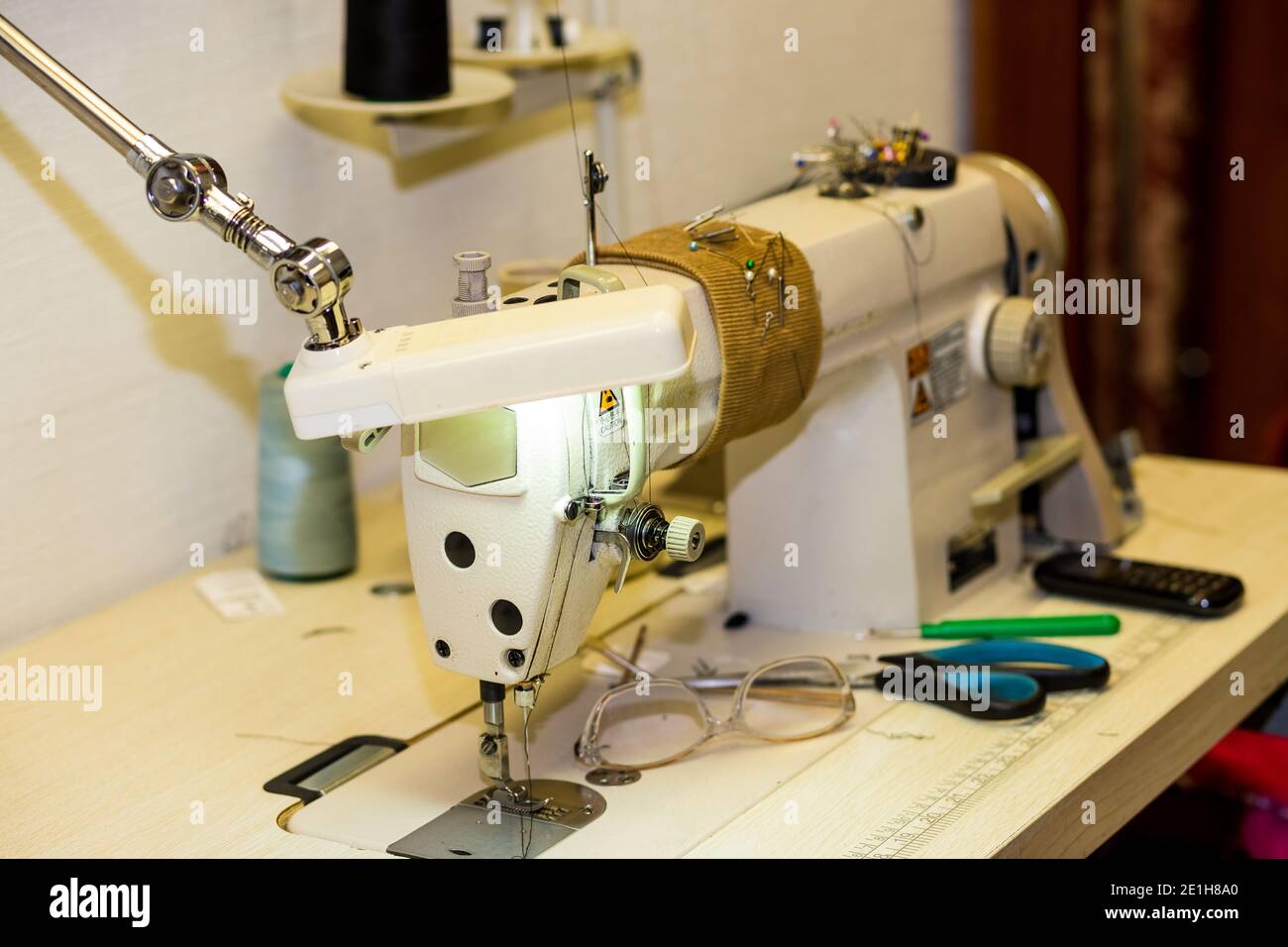 Sewing Process, Antique Sewing Machine with sewer, Lowkey lighting ...