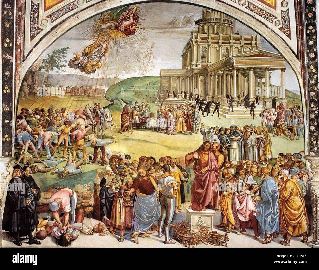 Luca Signorelli - Sermon and Deeds of the Antichrist Stock Photo - Alamy