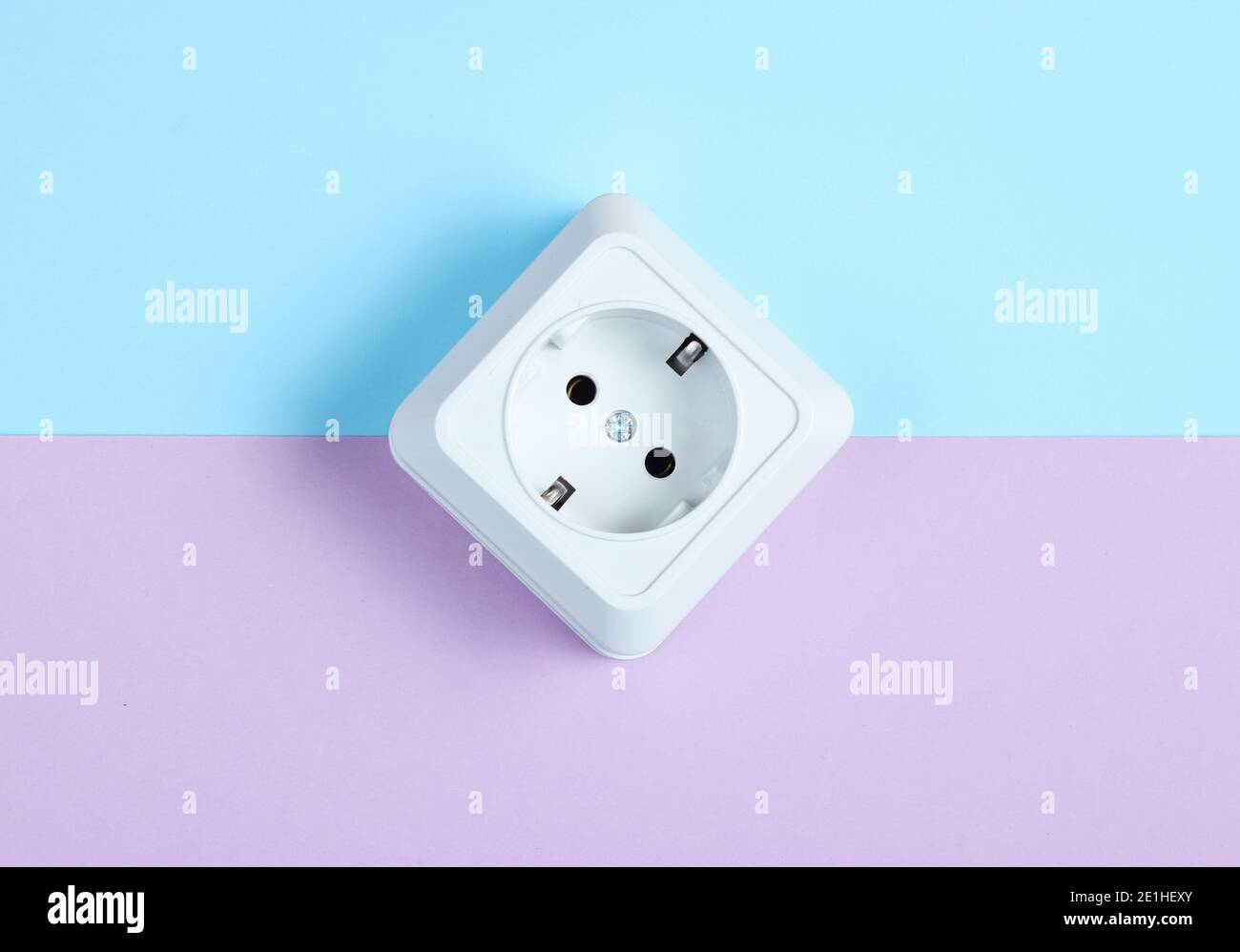 White plastic power socket on pastel background. Minimalism Stock Photo ...