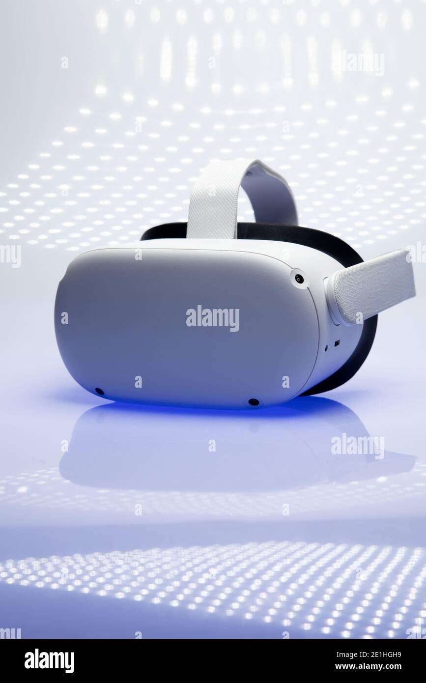 White new generation VR headset isolated on white background. Oculus ...