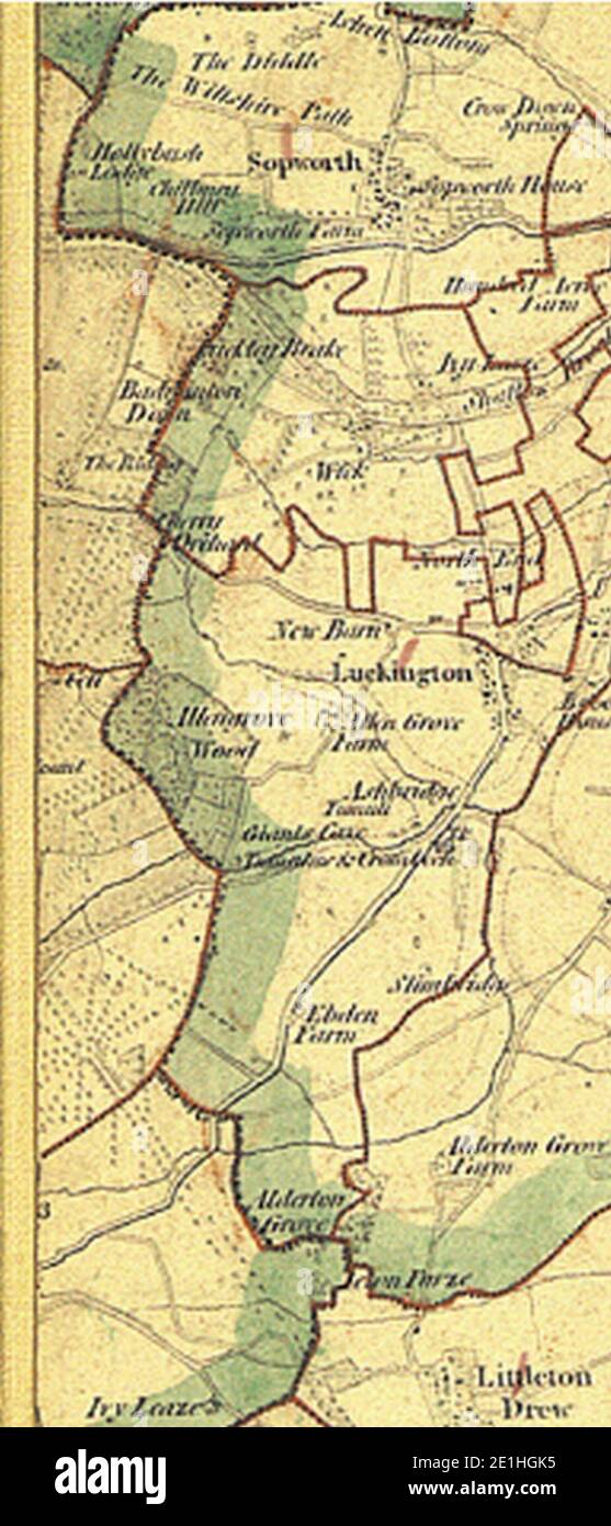 Luckington from OS 1871 Registration District map Stock Photo - Alamy