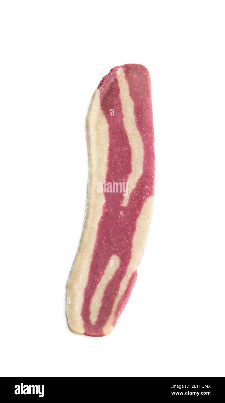 Unsmoked plant-based bacon rasher isolated on white Stock Photo - Alamy