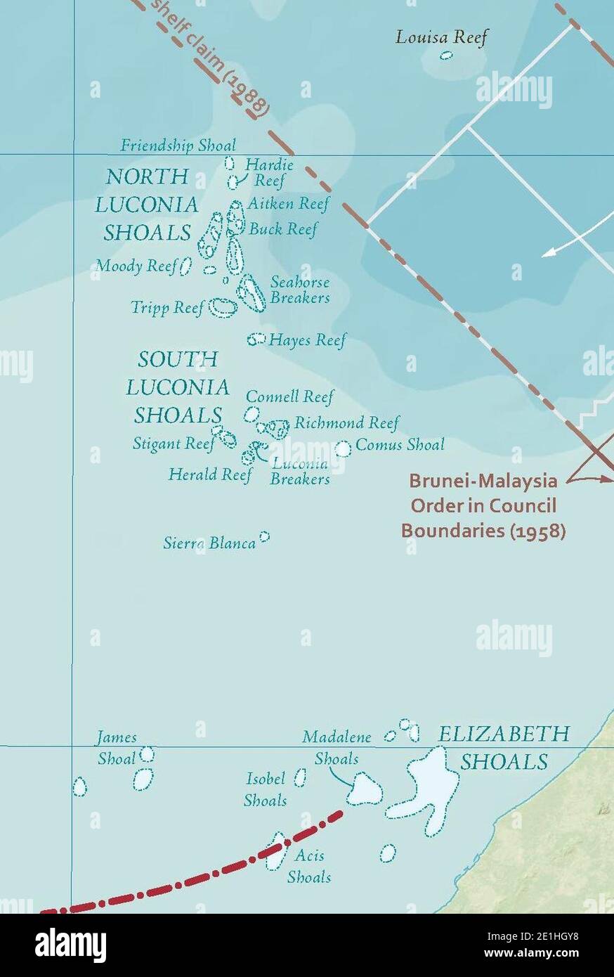 Luconia Shoals Department of State map (cropped Stock Photo - Alamy