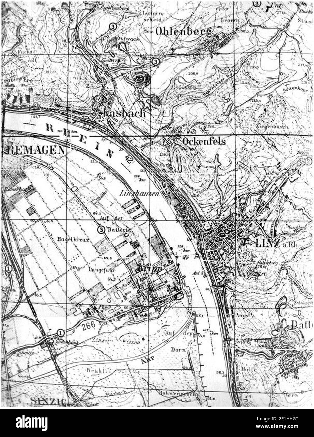 Ludendorff Bridge US Military Map 1945 Stock Photo - Alamy