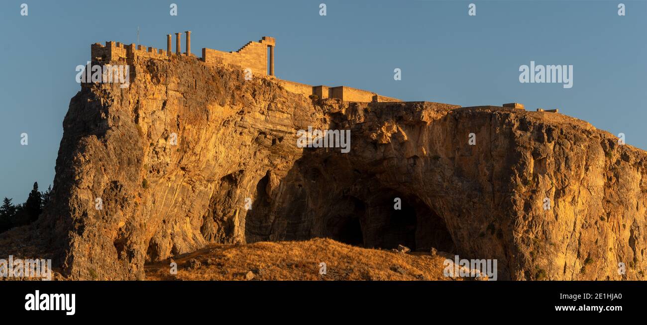 Fortress and Acropolis of Lindos .Rhodes, Greece Stock Photo - Alamy