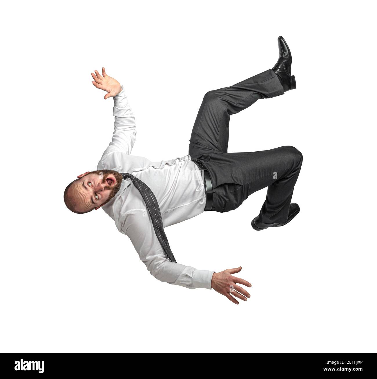businessman falling, scared expression. isolated on white Stock Photo ...