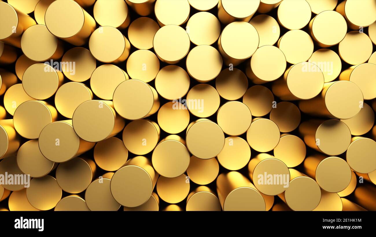 Round mosaic surface with golden cylinders Stock Photo - Alamy