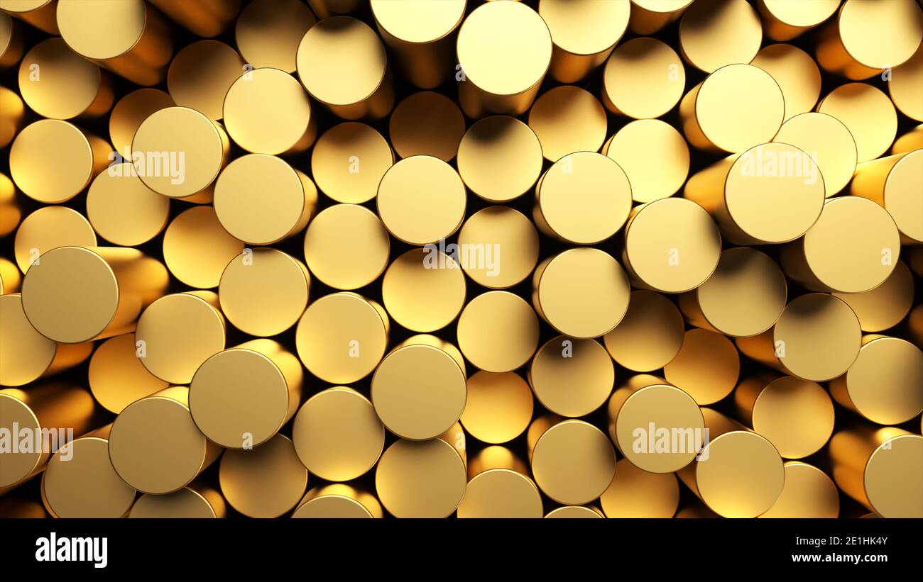 Round mosaic surface with golden cylinders Stock Photo - Alamy