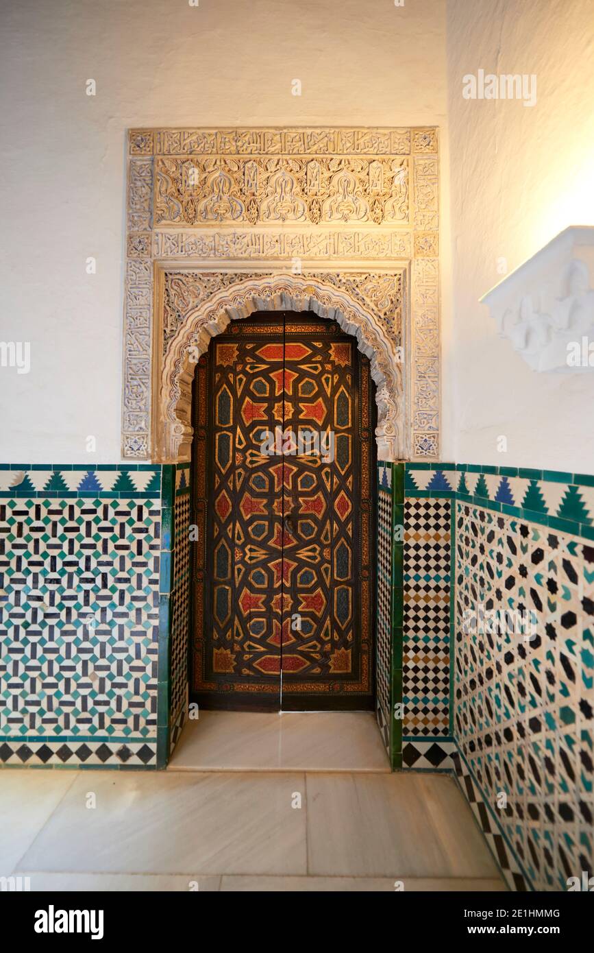 Seville, Andalusia, Spain, Europe. Decorated Door in the Royal Alcazar ...