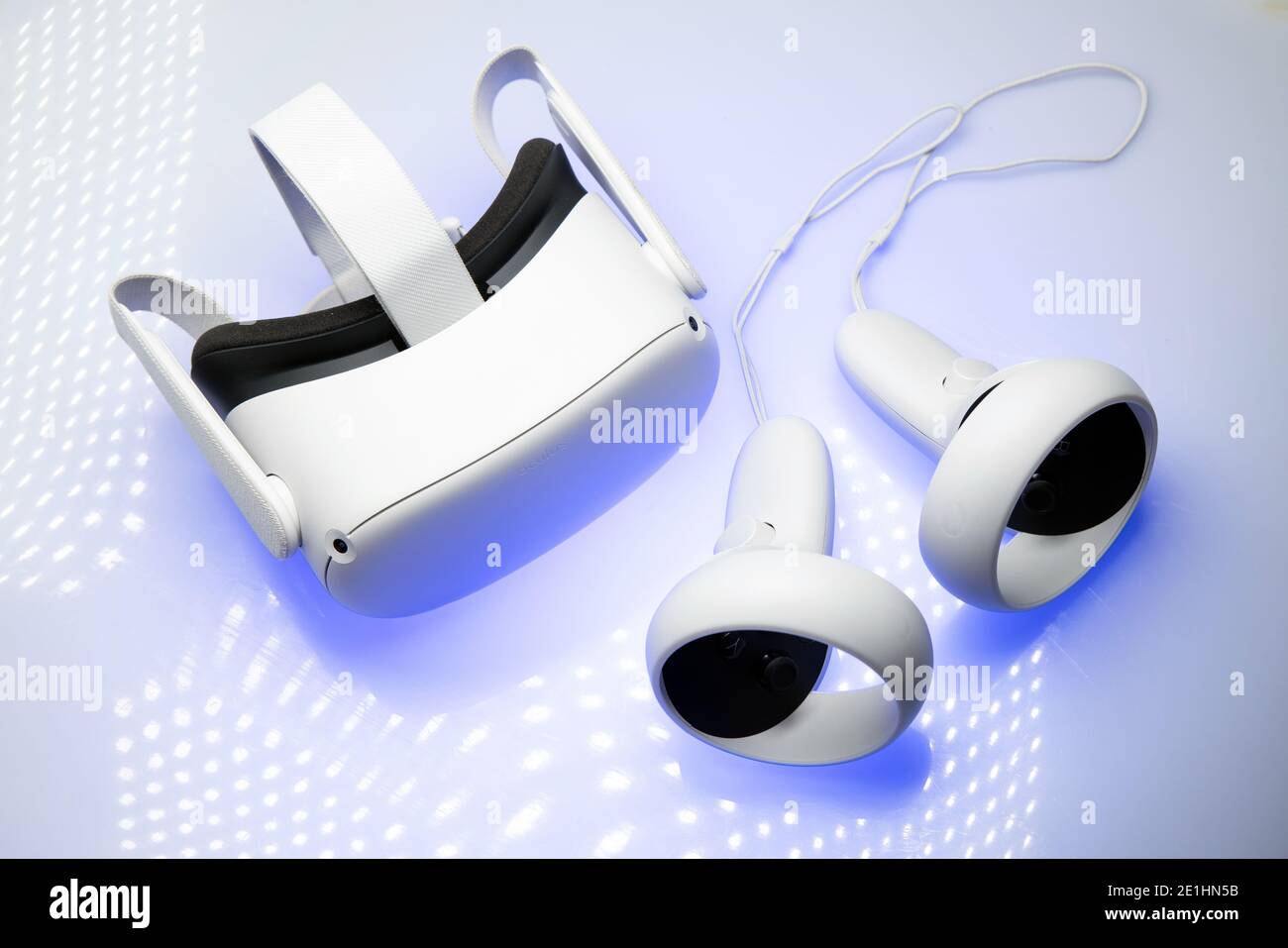 White new generation VR headset isolated on white background. Oculus ...