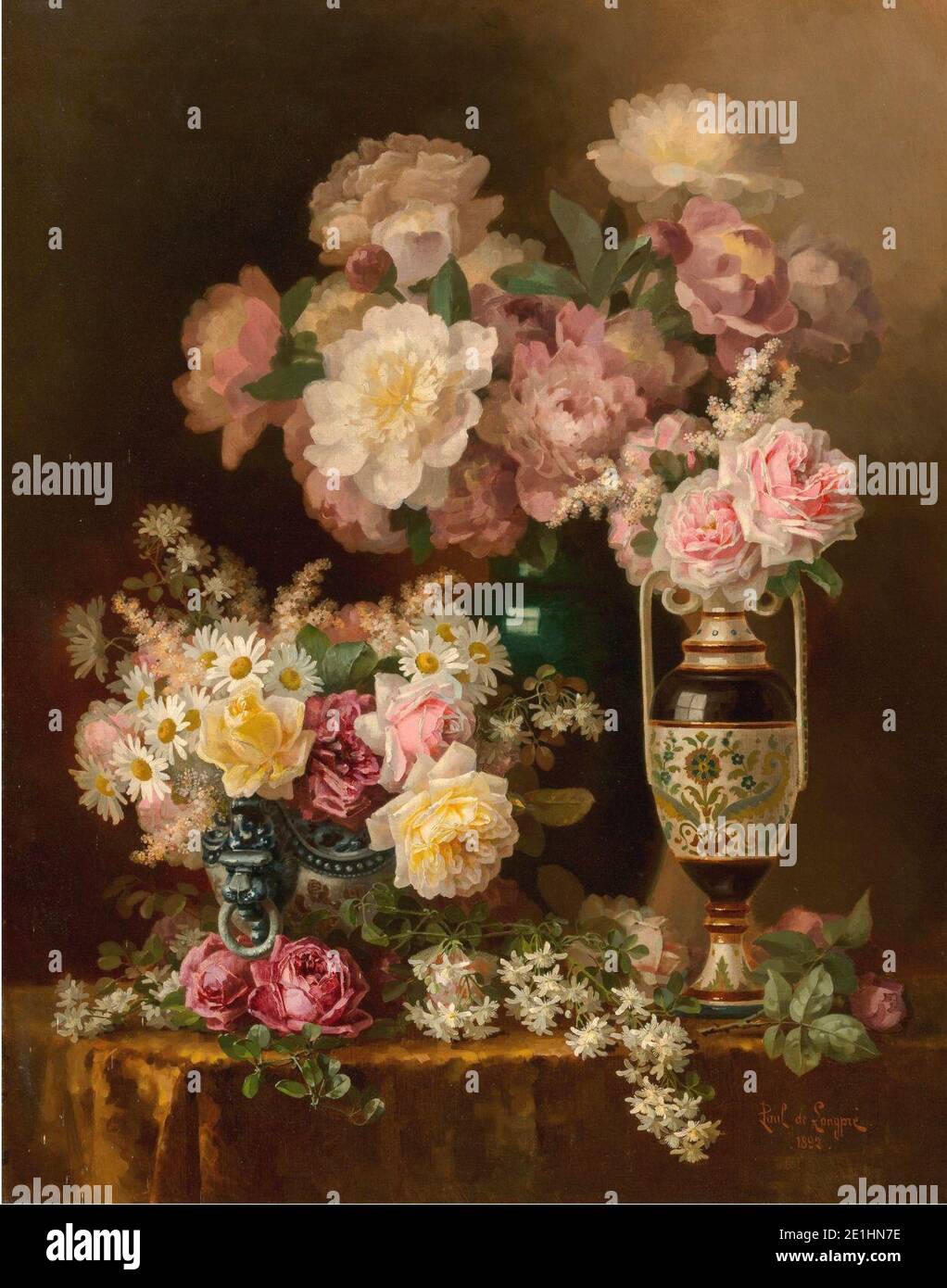 Still Life with Roses by Paul de Longpré, 1892 Stock Photo - Alamy