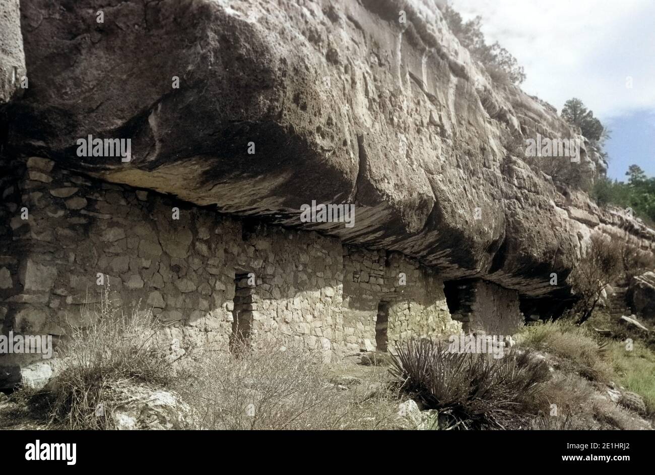Kliff-Wohnungen von Pueblo- und Hopistämmen im Walnut Canyon, bewohnt ...