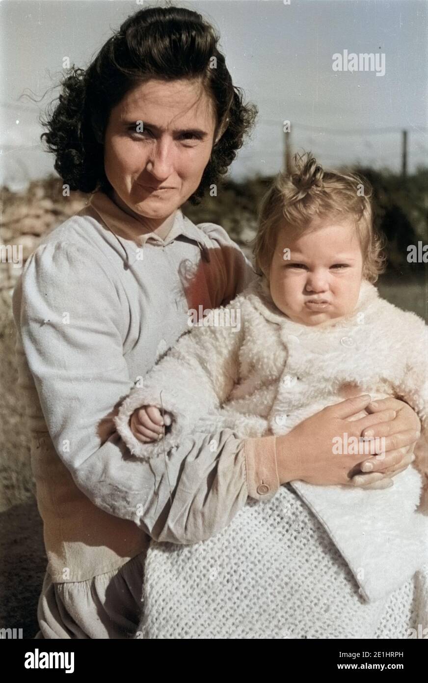 Travel to Rome - Italy in 1950s - young mother with child in Rome, Via ...