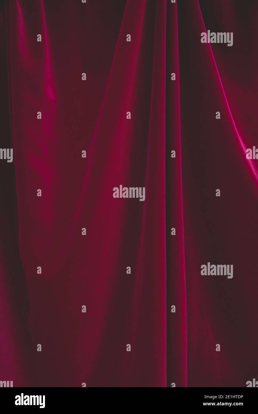 Detail of draped red velvet curtain with folds and creases Stock Photo ...