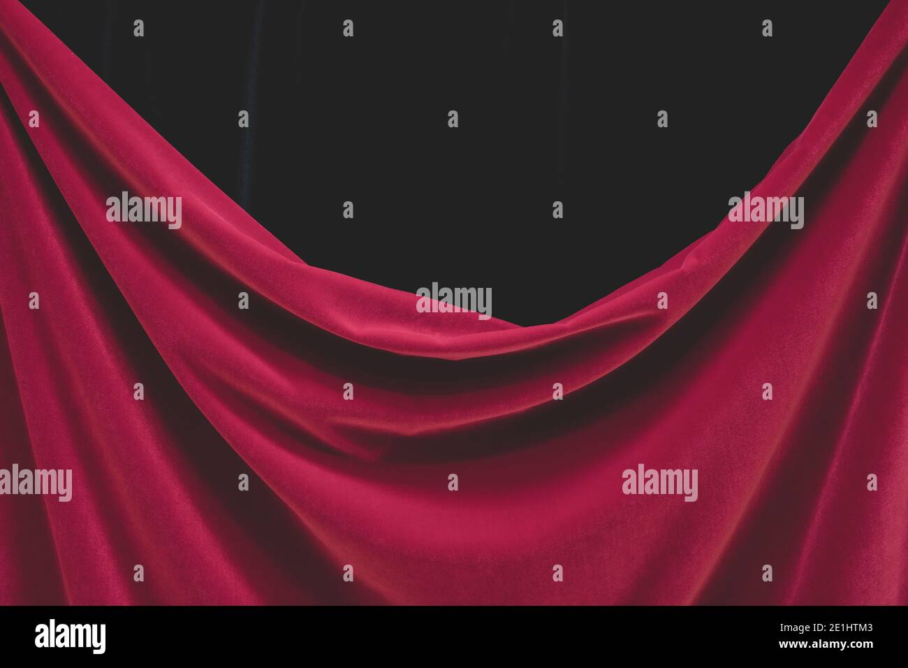 Detail of draped red velvet curtain with folds and creases Stock Photo ...
