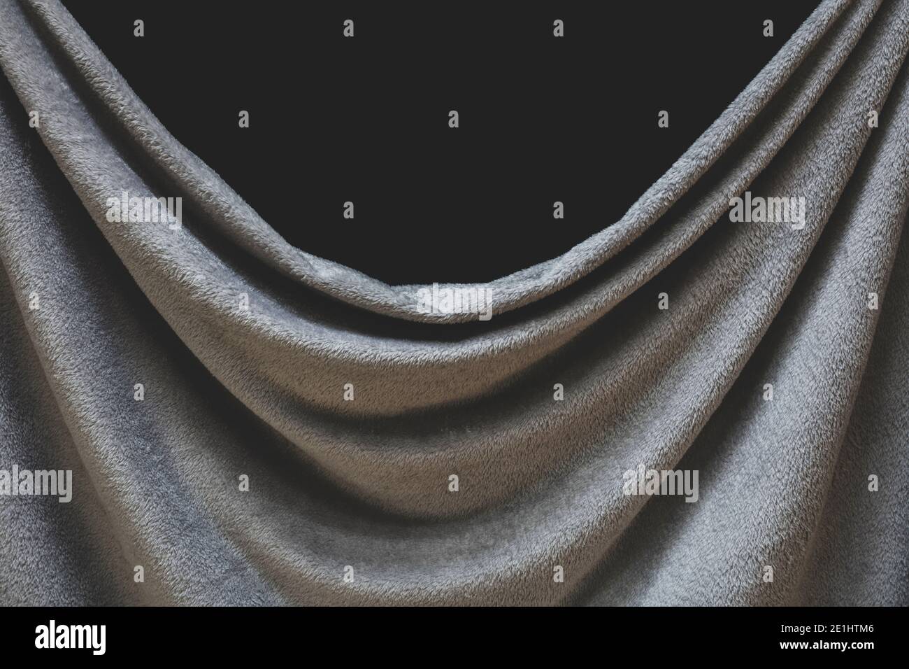 Close up of draped grey velvet fabric, focus on folds and creases Stock ...