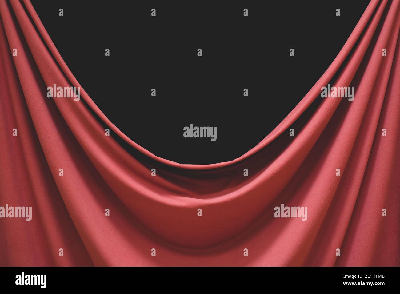 Detail of draped fabric, focus on folds and creases with black ...