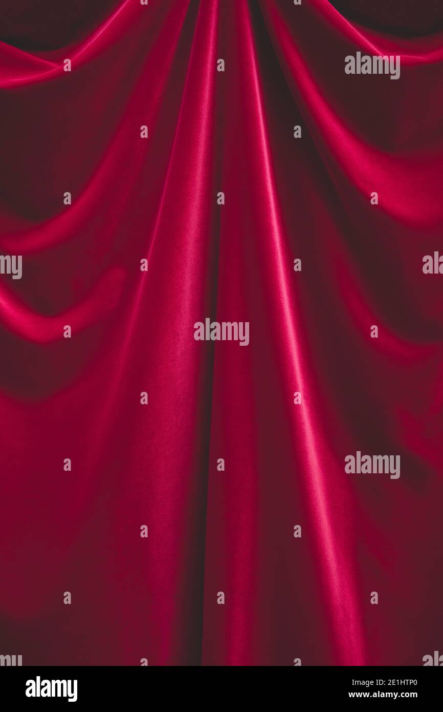Detail of draped red velvet curtain with folds and creases Stock Photo ...