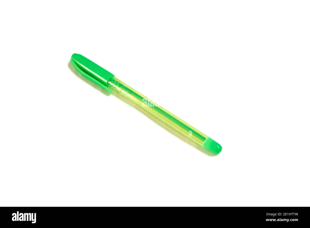 Green pen isolated on white background Stock Photo - Alamy