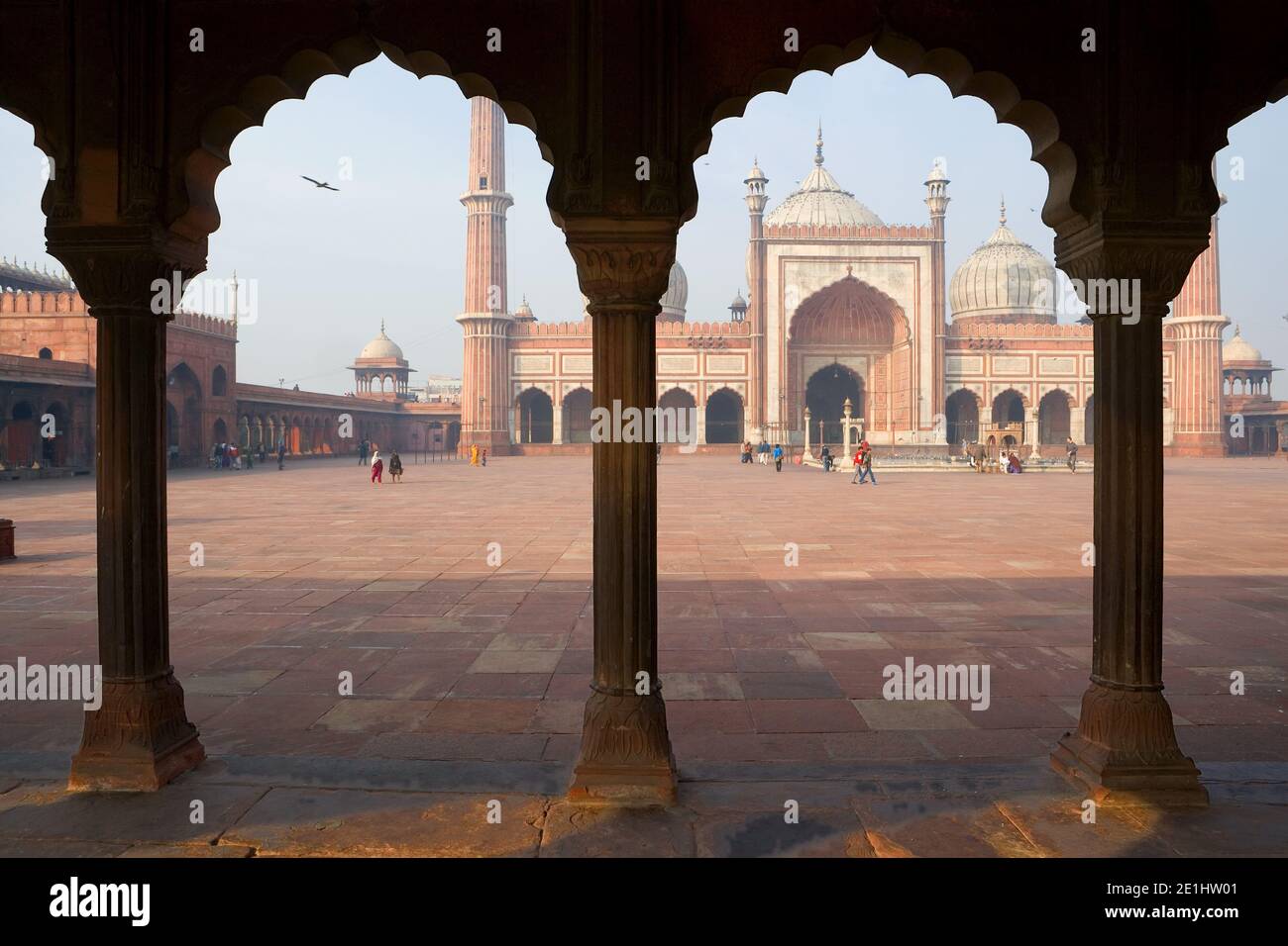 Jama Masjid Mosque Delhi, the courtyard at a mosque, with a colonnade ...