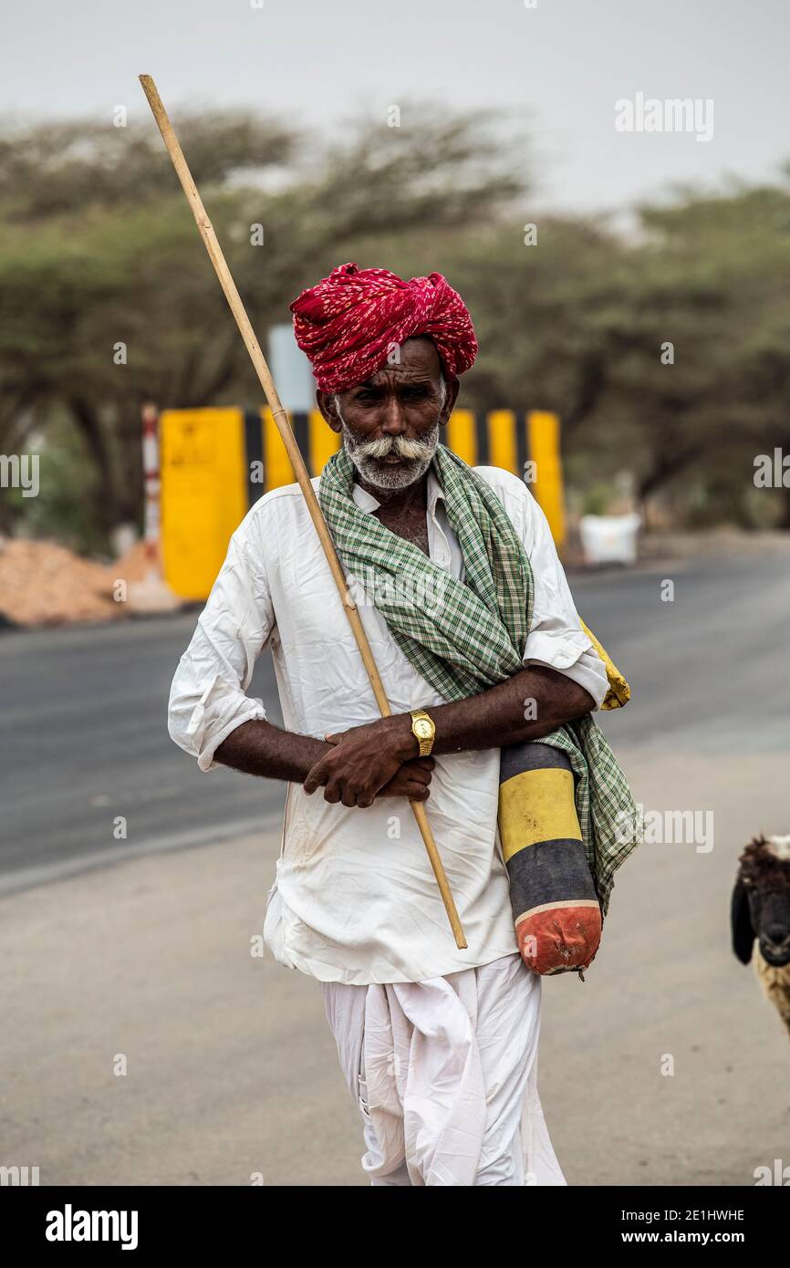 Indian shepherd red turban hi-res stock photography and images - Alamy