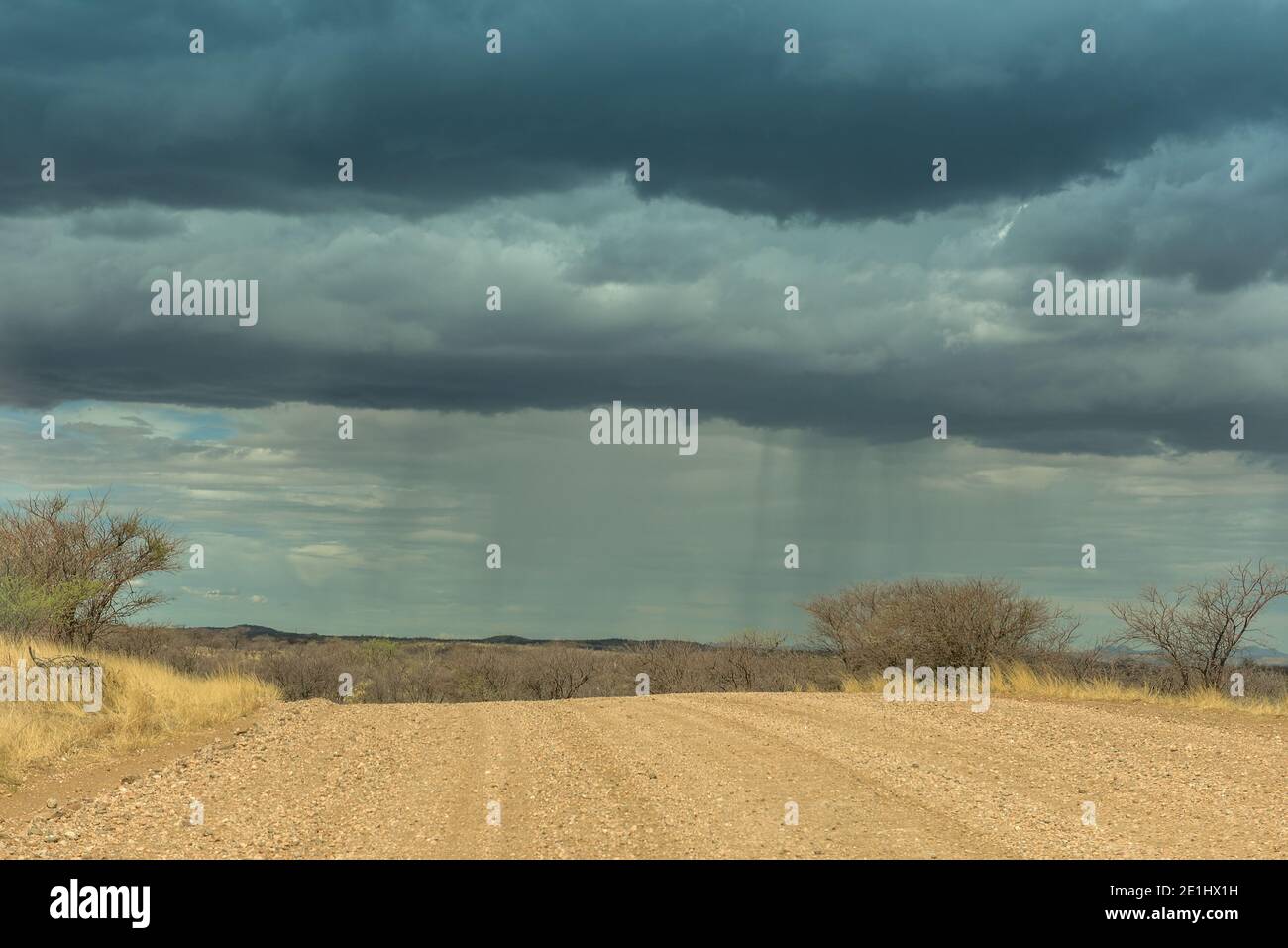 Landscape with rain clouds in the west of the capital Windhoek, Namibia ...