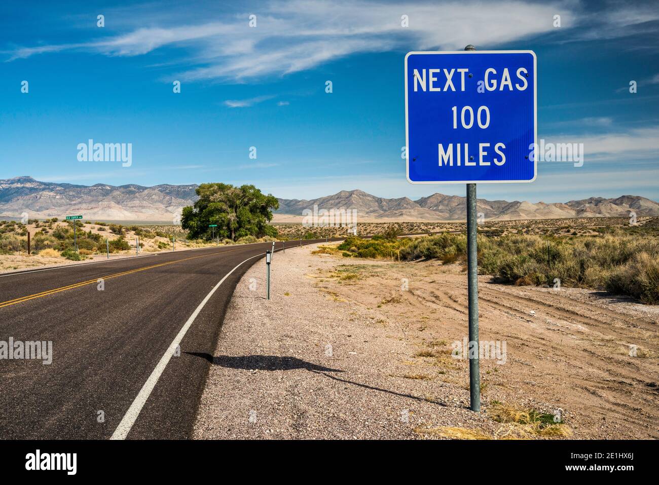 Highway warning sign near Hiko, Pahranagat Valley, Great Basin, Nevada ...