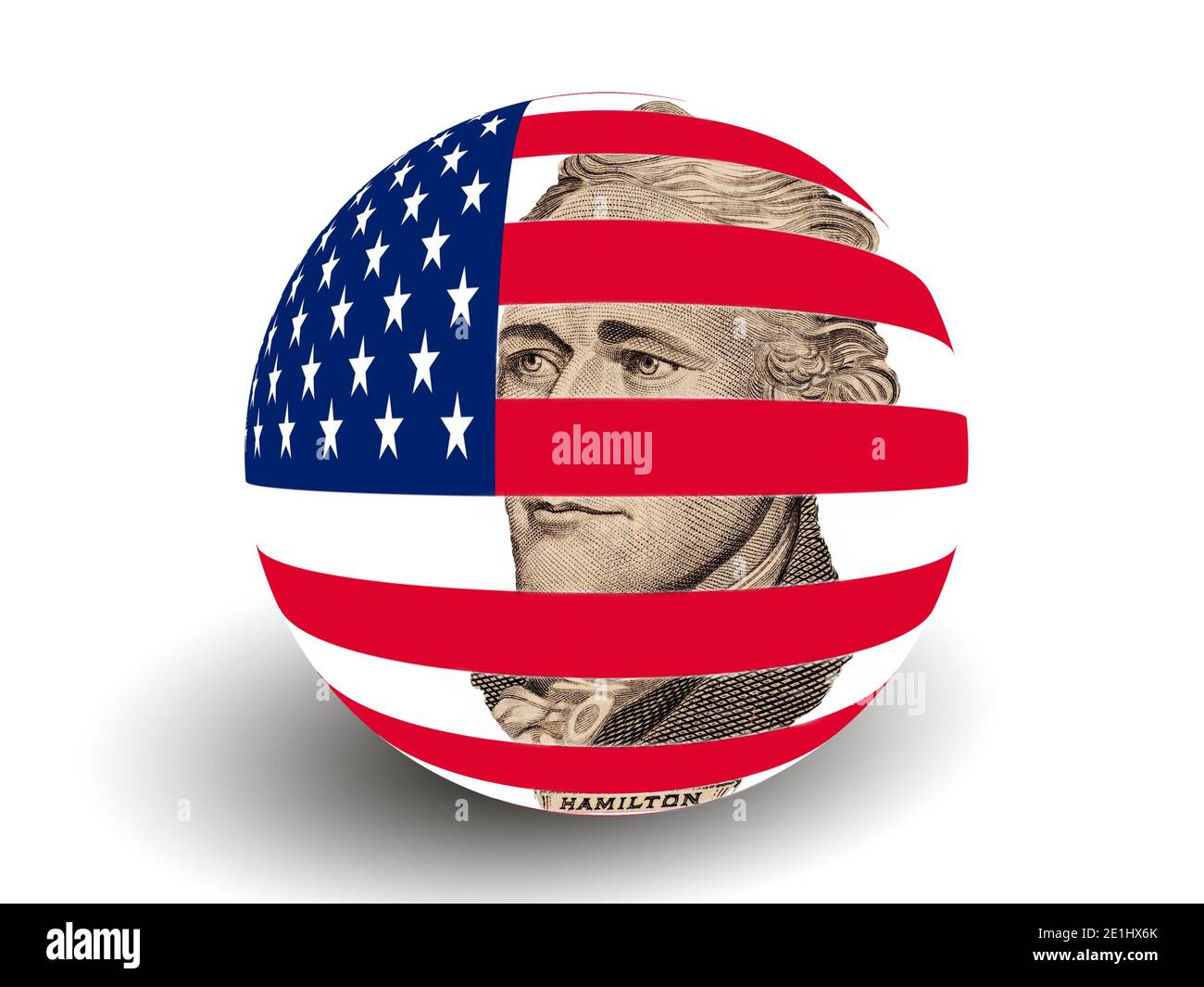 Portrait of Alexander Hamilton with USA Flag Globe Stock Photo - Alamy