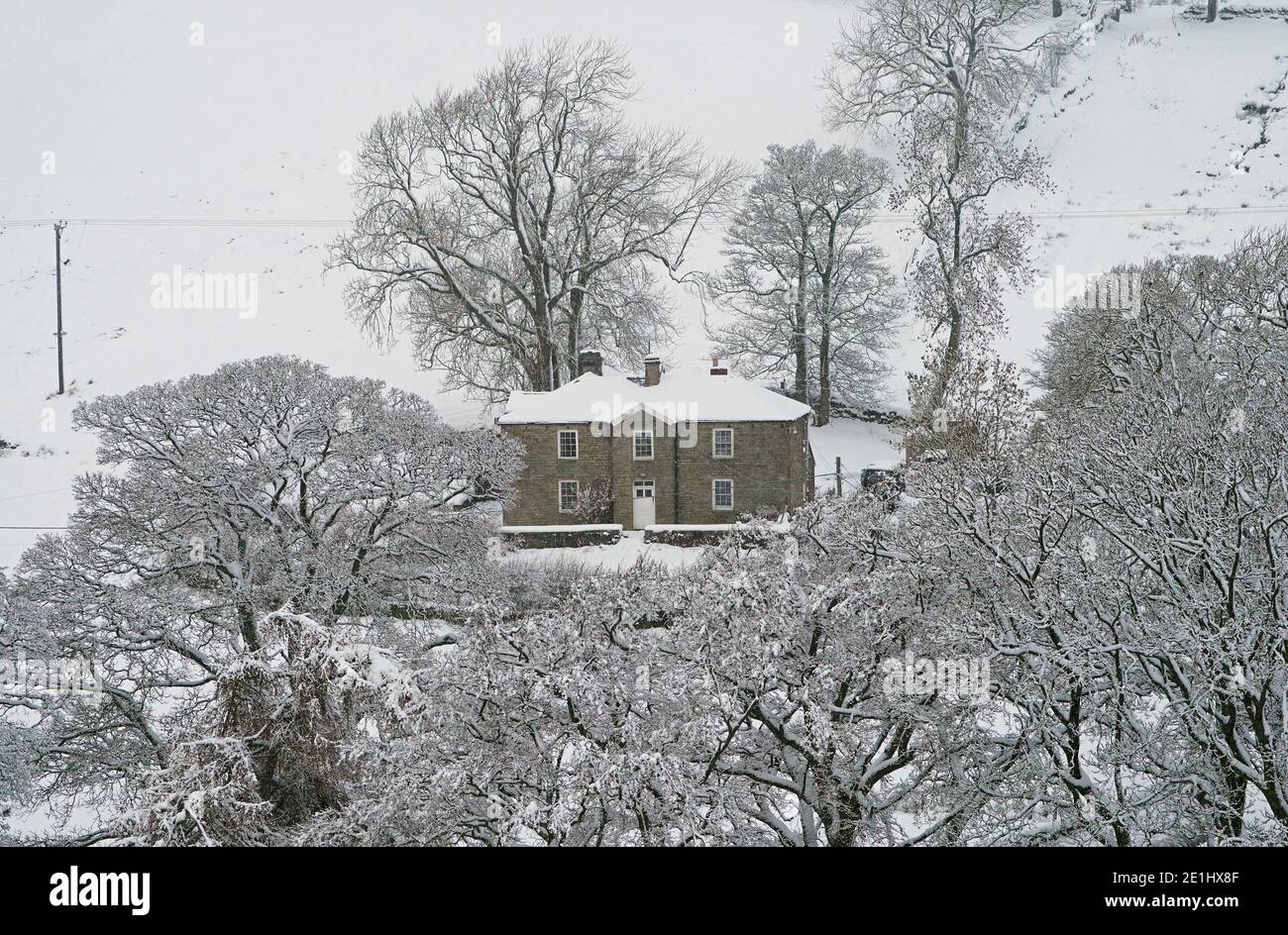 Heavy snow in Allenheads in the North Pennines, Northumberland Stock ...