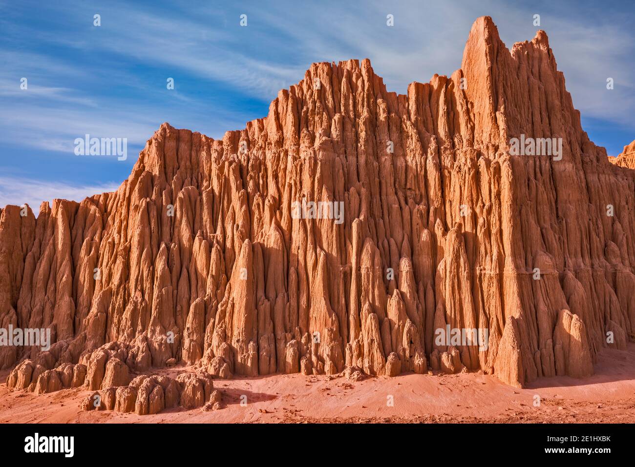 Columns and spires eroded into a bentonite clay formation, badlands of ...