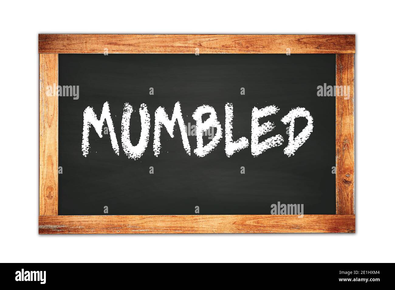 MUMBLED text written on black wooden frame school blackboard Stock ...